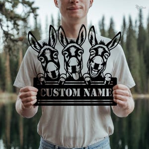 Custom Donkey Farm Sign, Rustic Barn Decor, Funny Farm Animal Wall ...