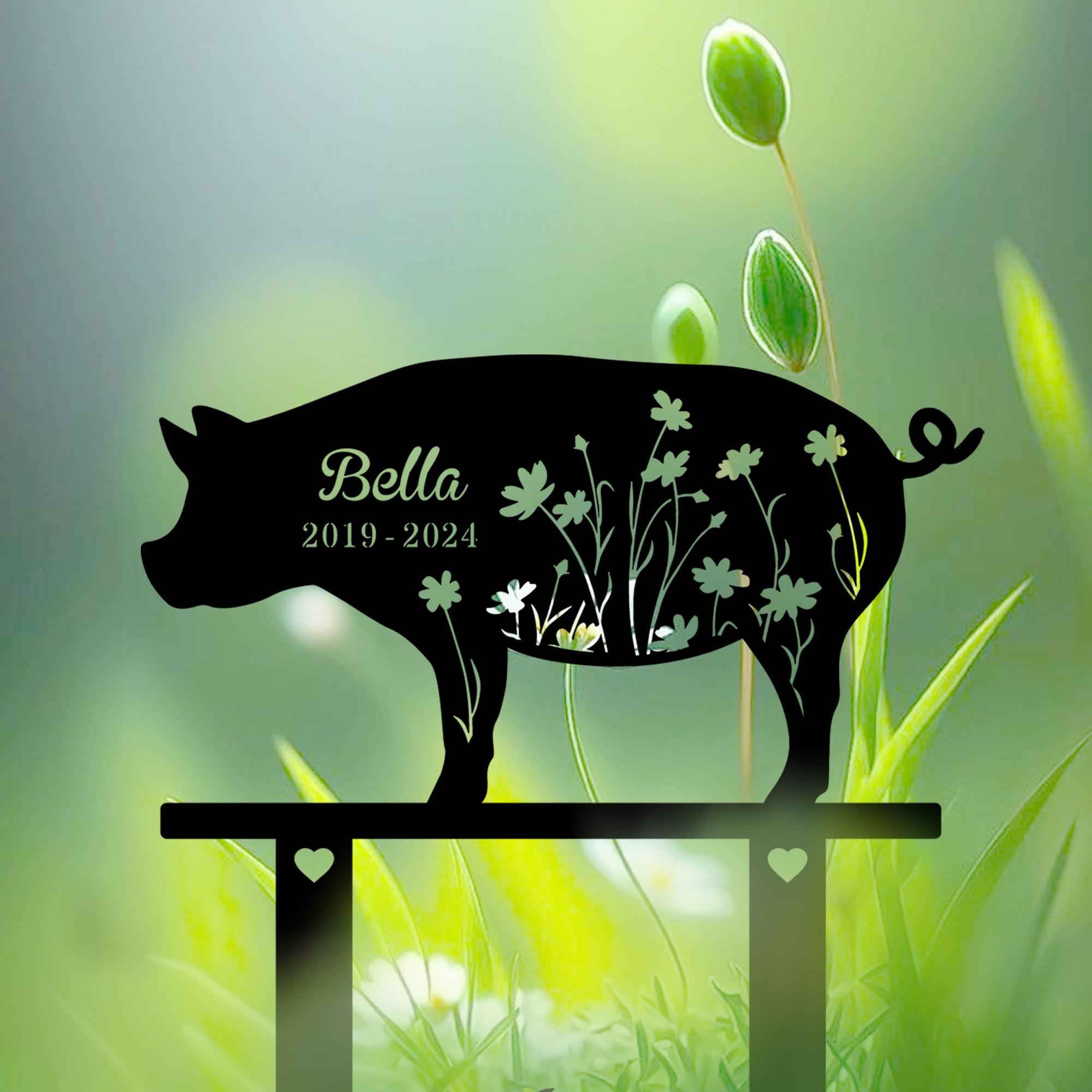 Personalized Pig Memorial Stake, Custom Pig Farm Sign, Pig Metal Sign ...