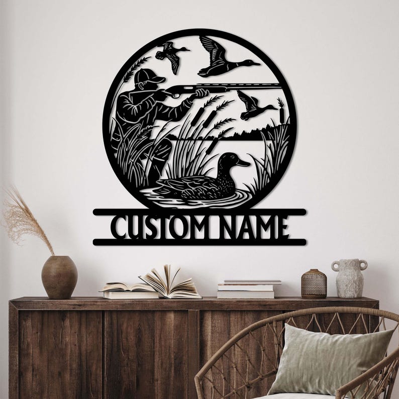 Custom Duck Hunting Metal Wall Art LED Light Personalized Hunter Name ...