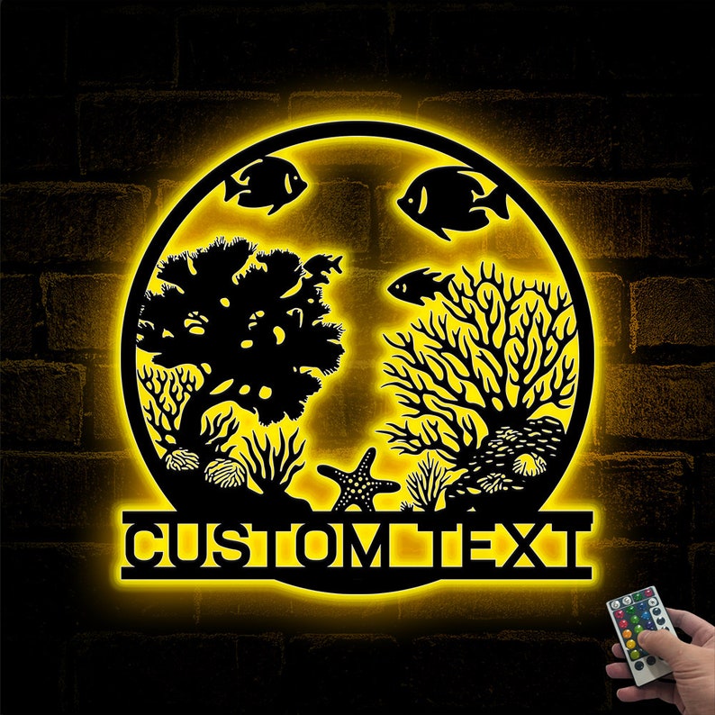 Custom Reef Metal Wall Decor Reef Metal Sign Fish Coral Reef Metal Wall ...