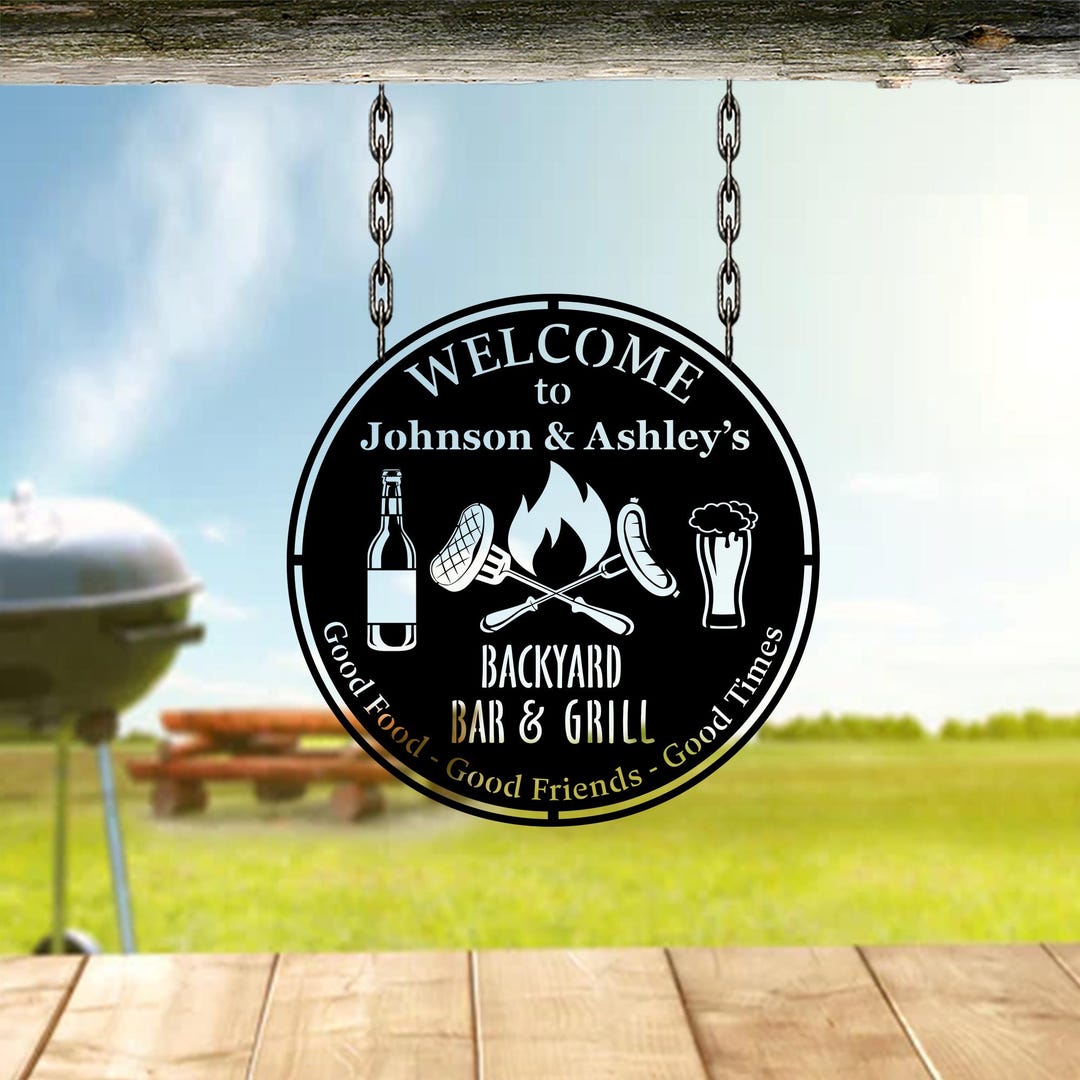 Customized Backyard BBQ Metal Sign Grill Metal Wall Decor Dad Gifts ...