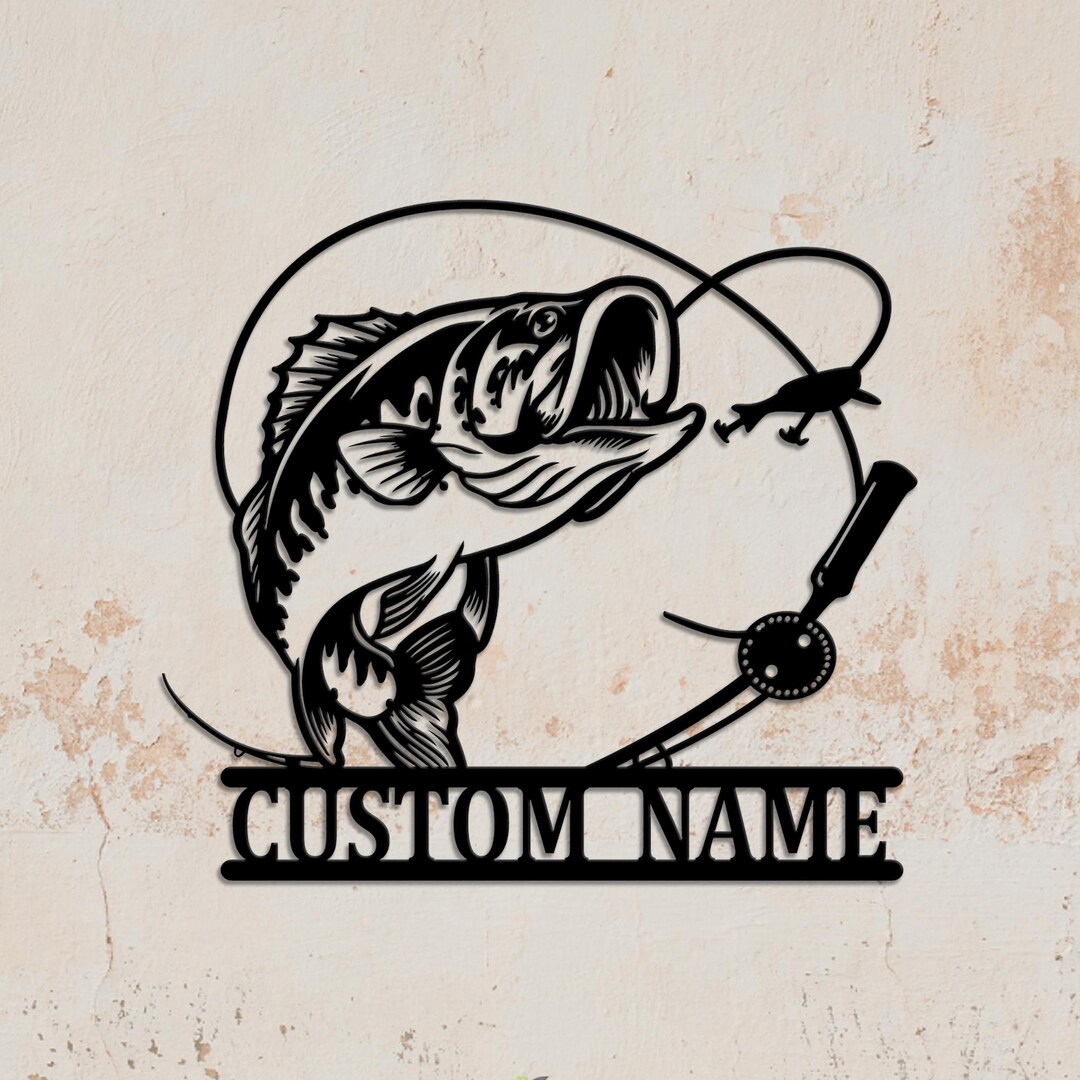 Custom Largemouth Bass Fish Metal Sign Led Lights, Bass Fish Metal Wall ...