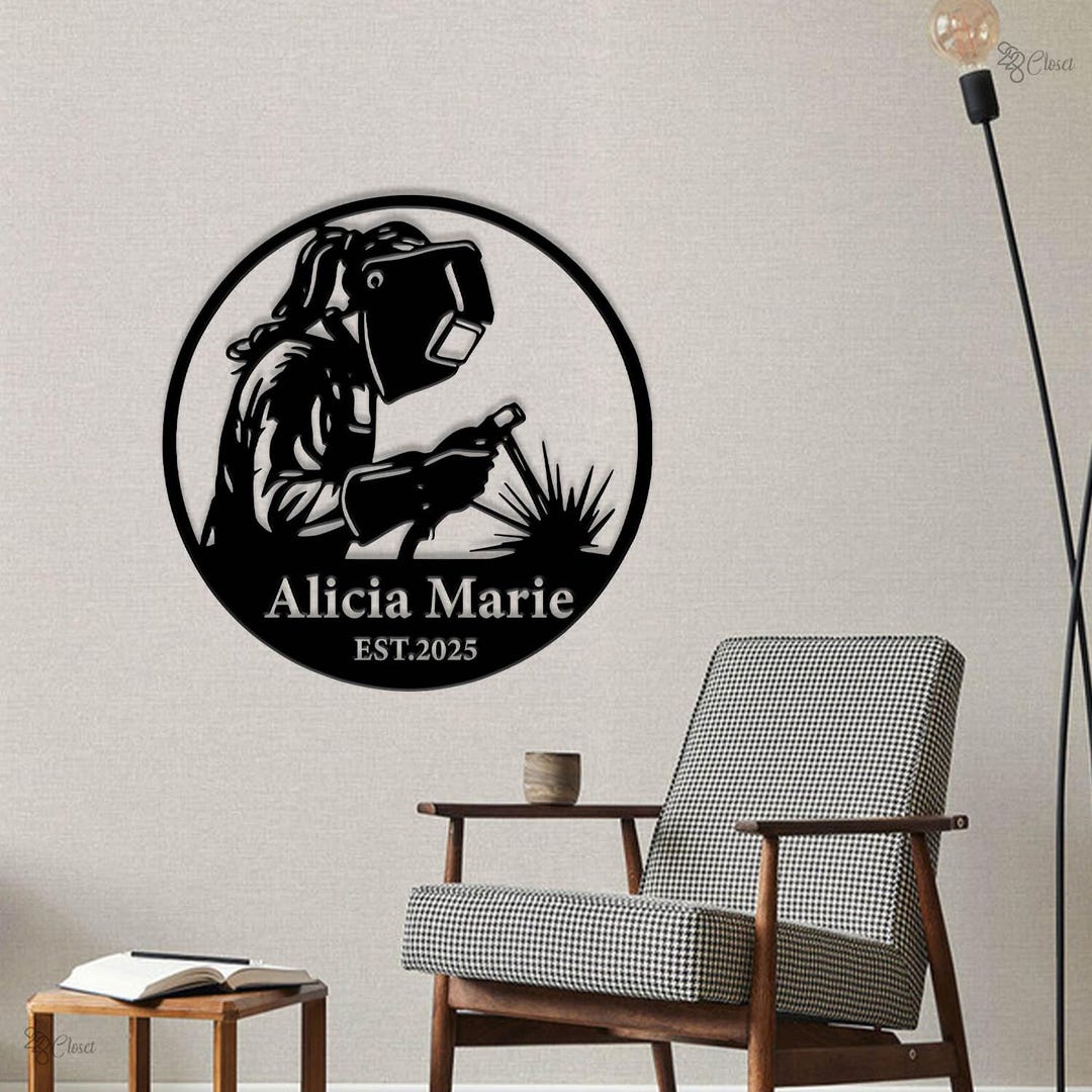 Custom Female Welder Sign,welding Shop Decor, Est. Year Gift,gift for ...