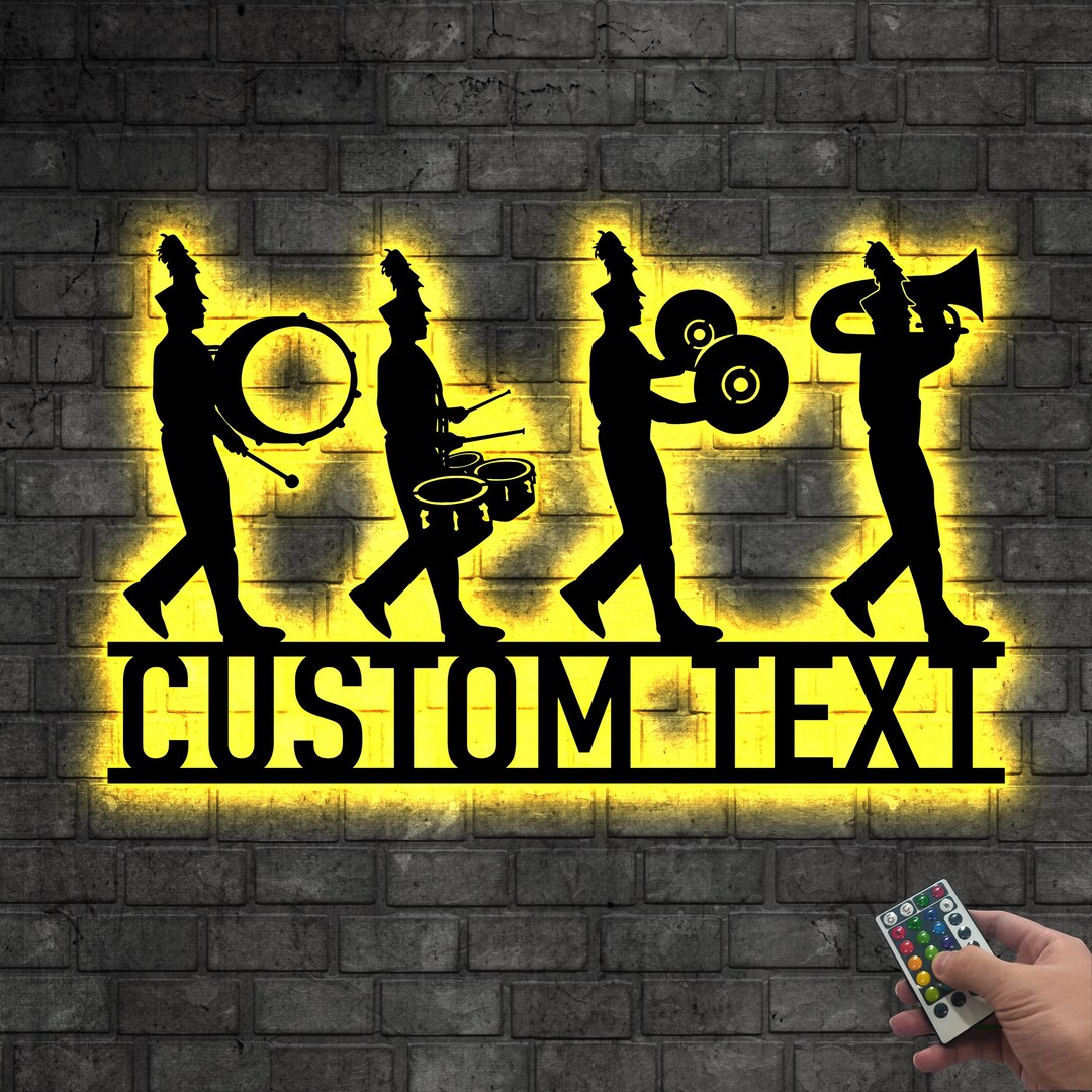 Custom Marching Band Metal Sign With Led Lights, Marching Band Name ...