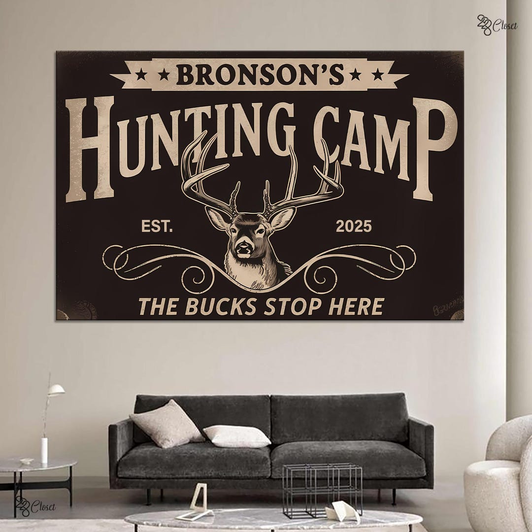 Custom Hunting Camp Sign, Deer Buck Lodge Wall Art, Hunting Camp Sign ...