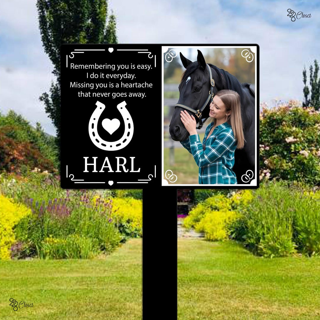 Custom Horse Memorial Sign, Horse Memorial Photo Sign, Horse Loss ...