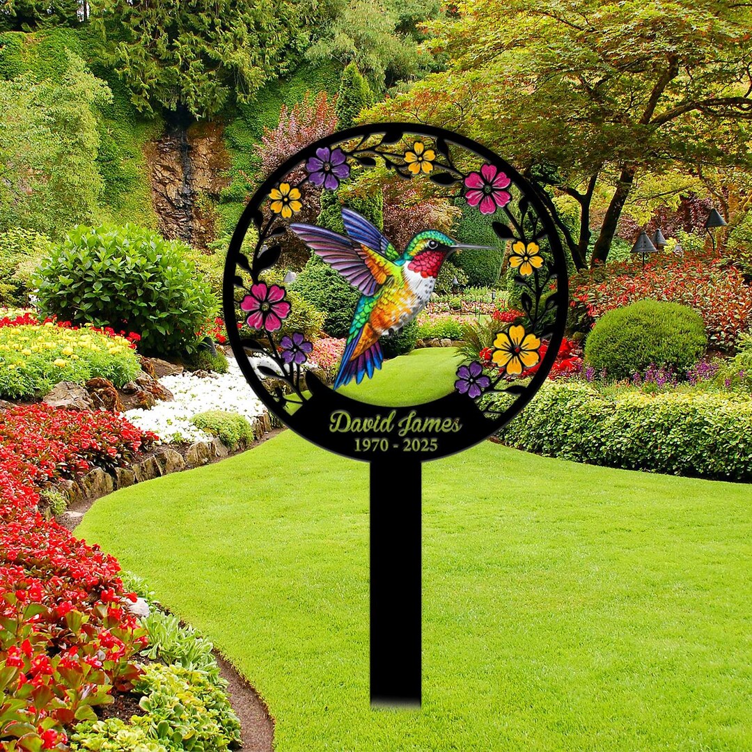 Personalized Hummingbird Memorial Stake Metal, Personalized Hummingbird ...