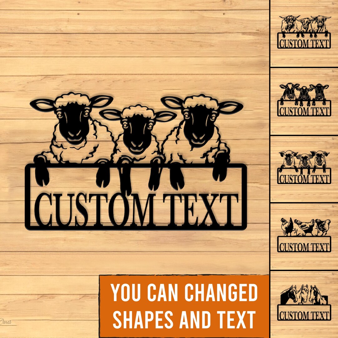 Farm Animal Metal Sign, Personalized Sheep Sign, Custom Farm Animal ...