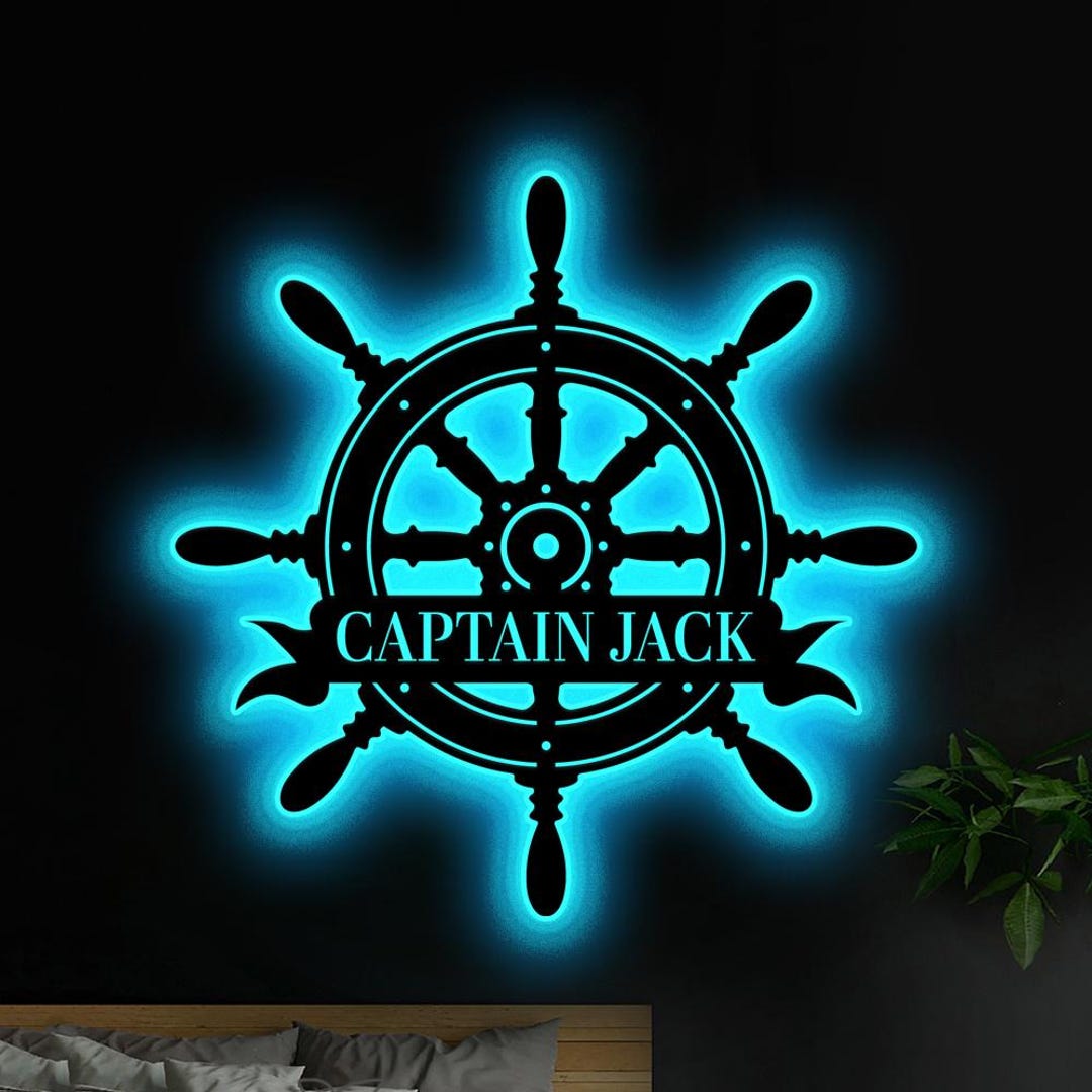 Custom Captain's Wheel Metal Led Light, Custom Yachting Gift Nautical ...
