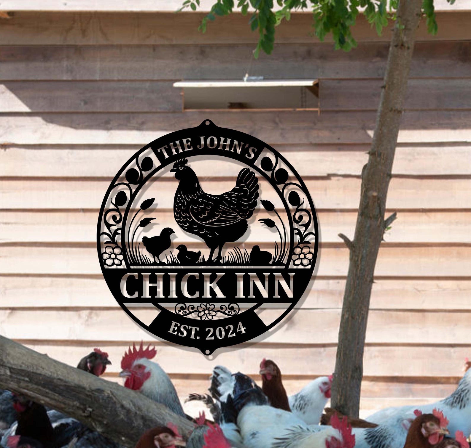 Personalized Chicken Farm Metal Sign, Custom Chicken Yard Sign, Metal ...