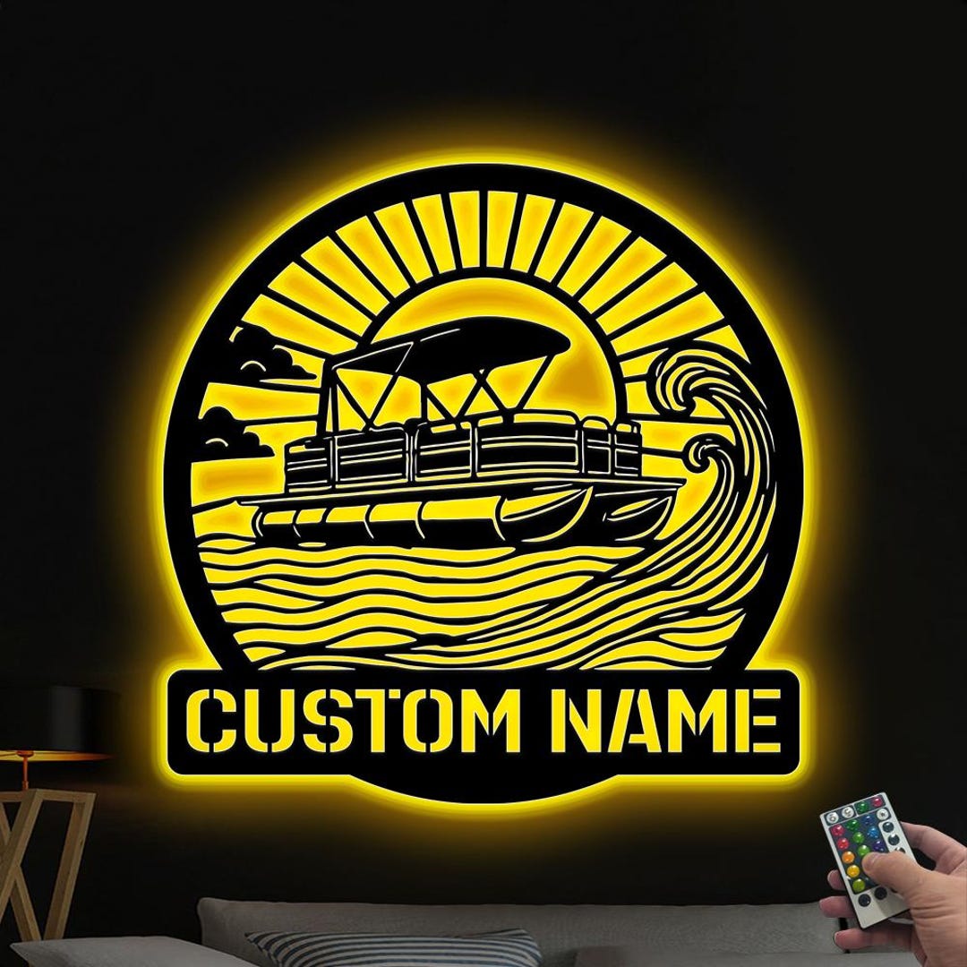 Personalized Pontoon Metal Sign With LED, Pontoon Boat, Metal Decor ...