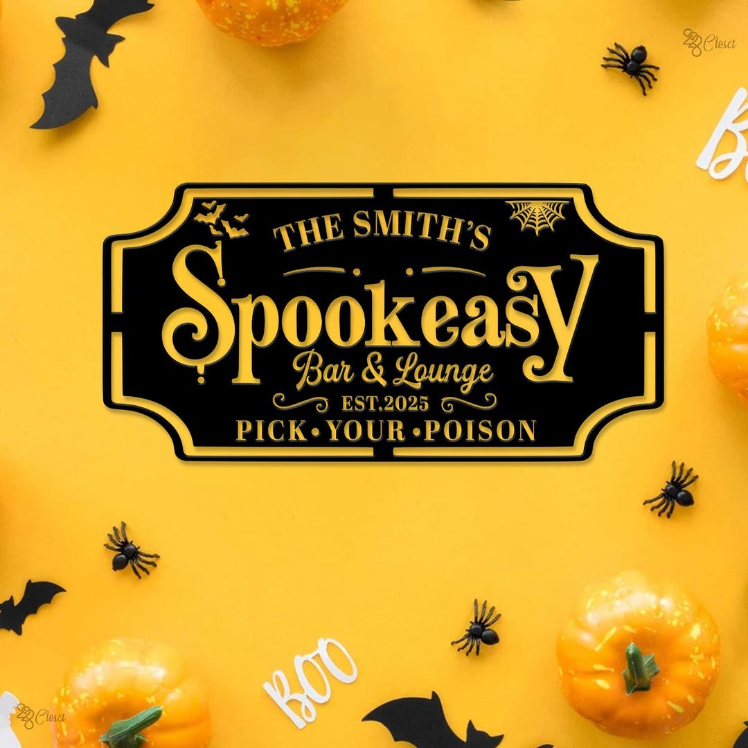 Custom Halloween Spookeasy Sign, Spookeasy Decor With Bats and Web ...