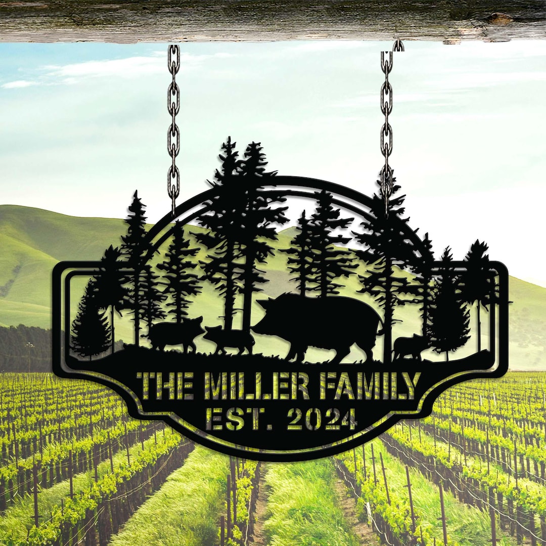 Personalized Pig Farm Sign Farmhouse Sign Custom Farm Decor Custom Wild ...