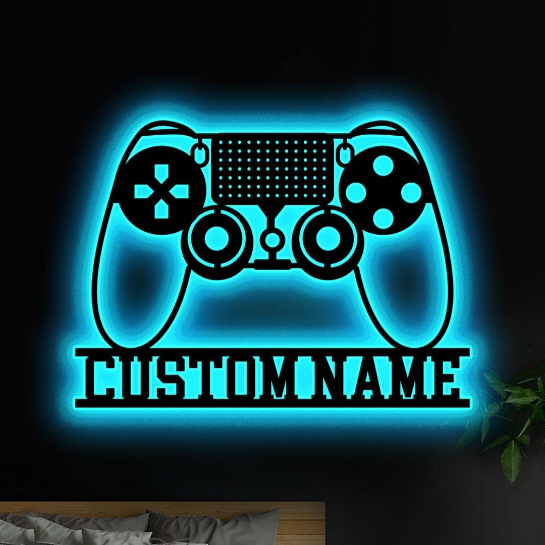 Personalized Gamer Name Sign Led Lights, Custom Game Controller Metal ...