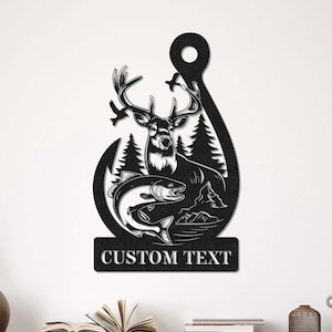 Custom Deer Hunting and Fishing Metal Sign Wall Art Hunter Sign ...
