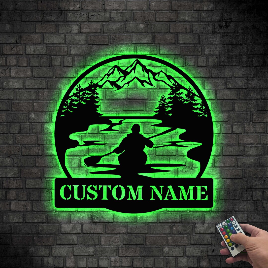 Custom Kayak Metal Wall Art LED Lights, Kayak Sign Metal, Kayak Decor ...