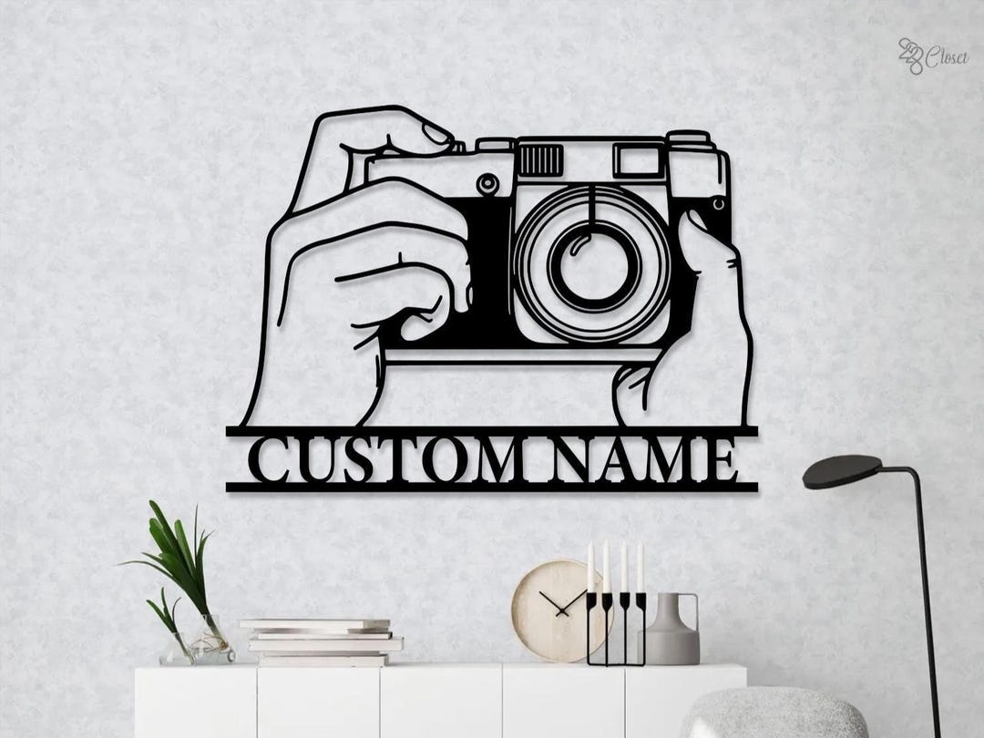 Custom Camera Metal Wall Art, Camera Metal Sign, Camera Wall Decor ...