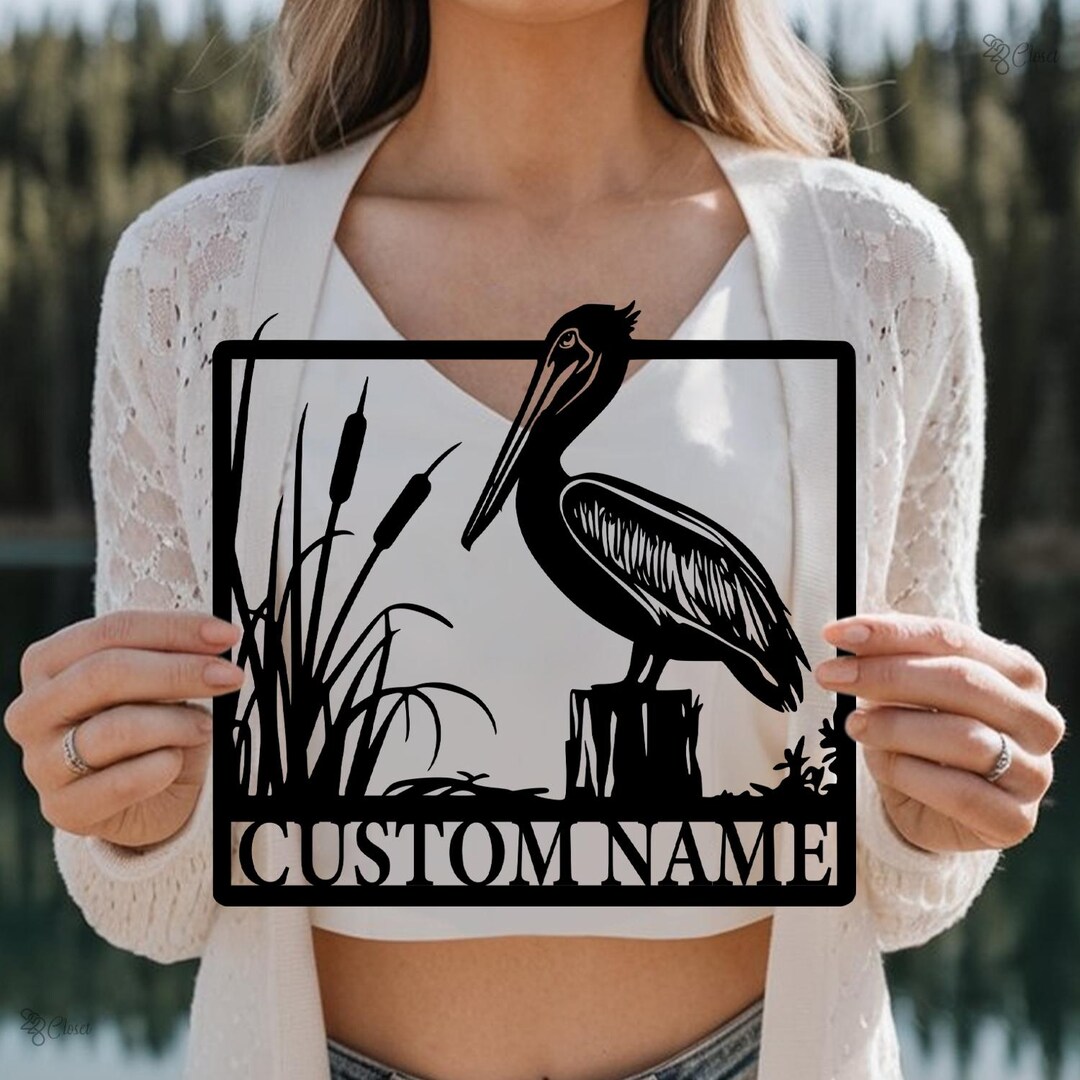 Personalized Pelican Metal Sign, Coastal Sign, Beach House Decor, Gift ...