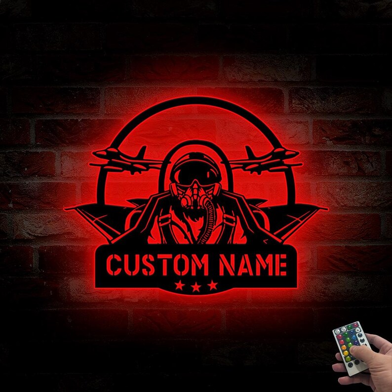 Custom Fighter Jet Metal Wall Art LED Personalized Aircraft Airforce ...
