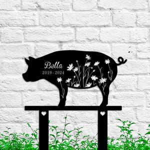 Personalized Pig Memorial Stake, Custom Pig Farm Sign, Pig Metal Sign ...