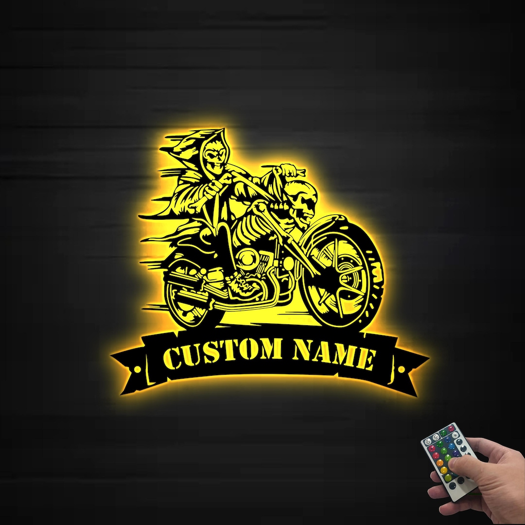Custom Skull Motorcycle Metal Wall Art,personalized Skull Name Sign ...