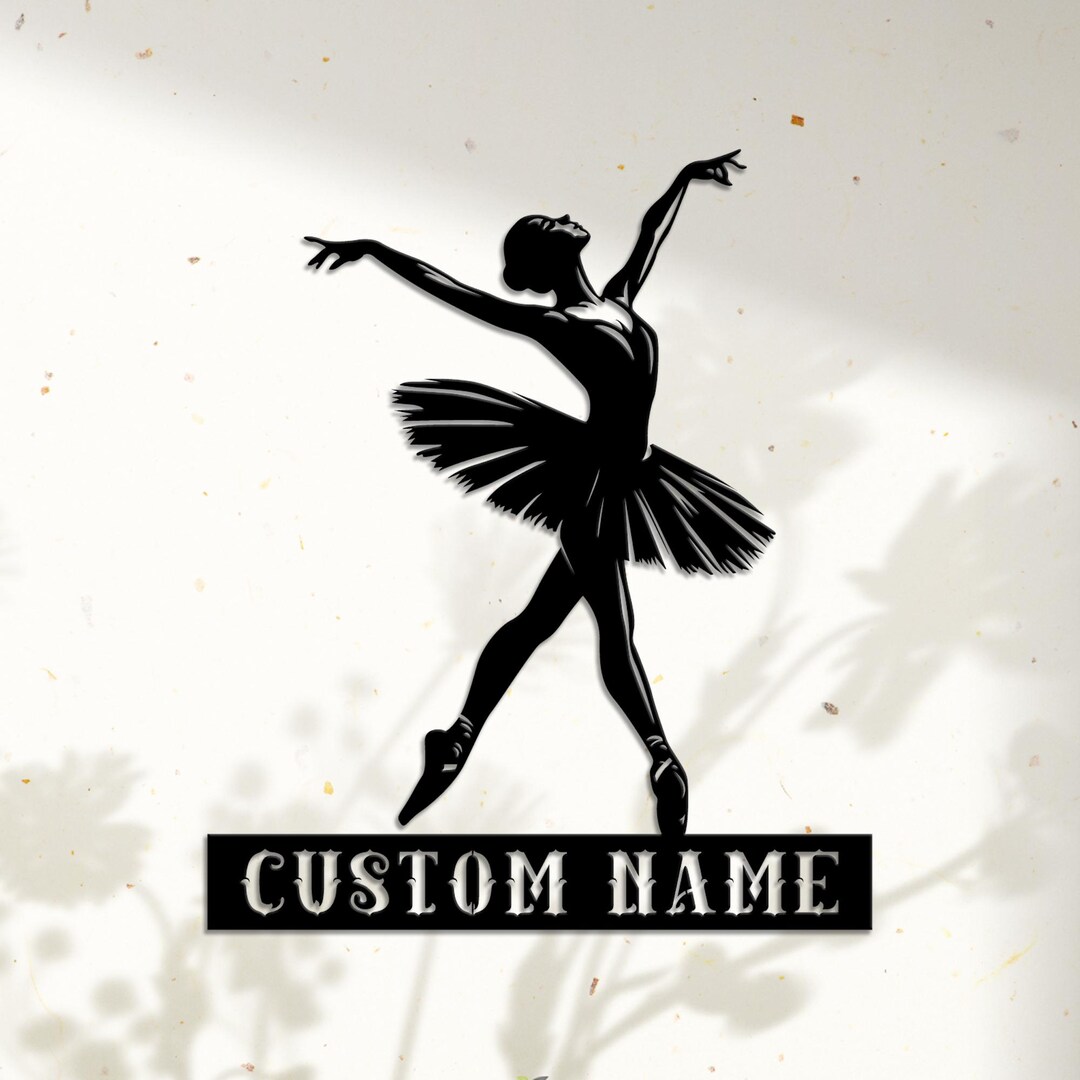Custom Ballerina Dance Metal Wall Art LED Lights Personalized Girl ...