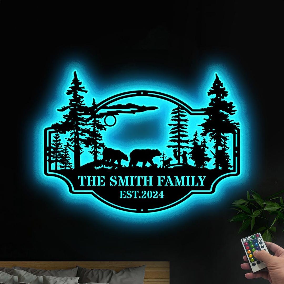 Personalized Metal Bear Sign, Bear Cabin Sign, Cabin Decor, Outdoor ...