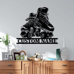 Custom Roller Skate Metal Wall Art With Led Lights, Personalized Roller ...