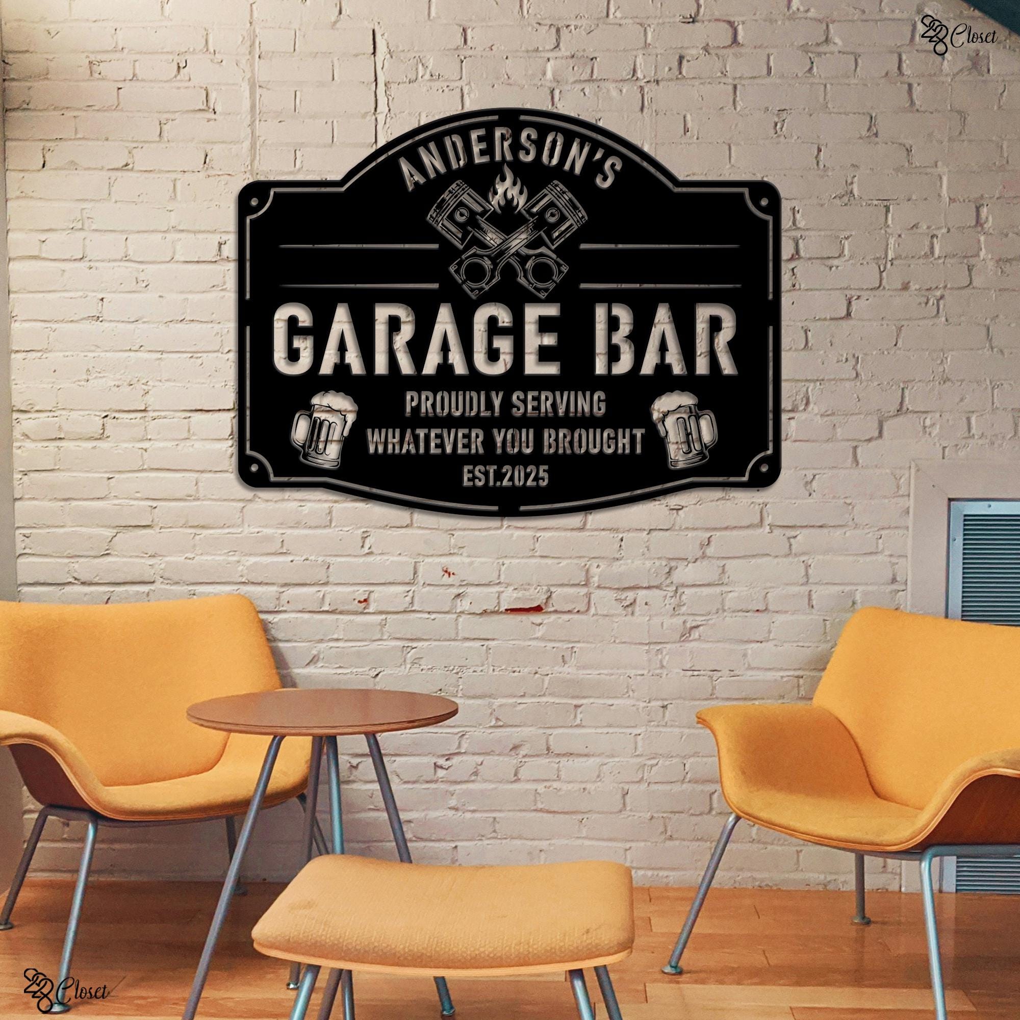 Custom Garage Bar LED Sign, Man Cave Decor, Personalized Garage Neon ...