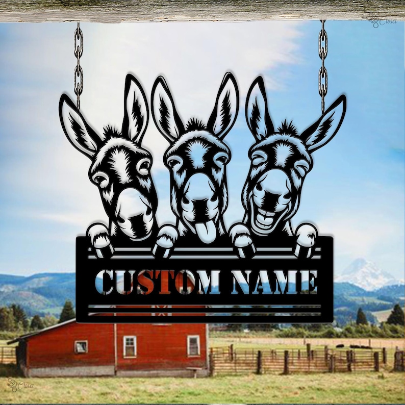 Custom Donkey Farm Sign, Rustic Barn Decor, Funny Farm Animal Wall ...