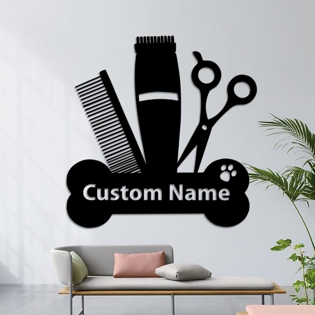 Personalized Dog Grooming Hair Salon Metal Wall Art, Pet Salon Decor ...