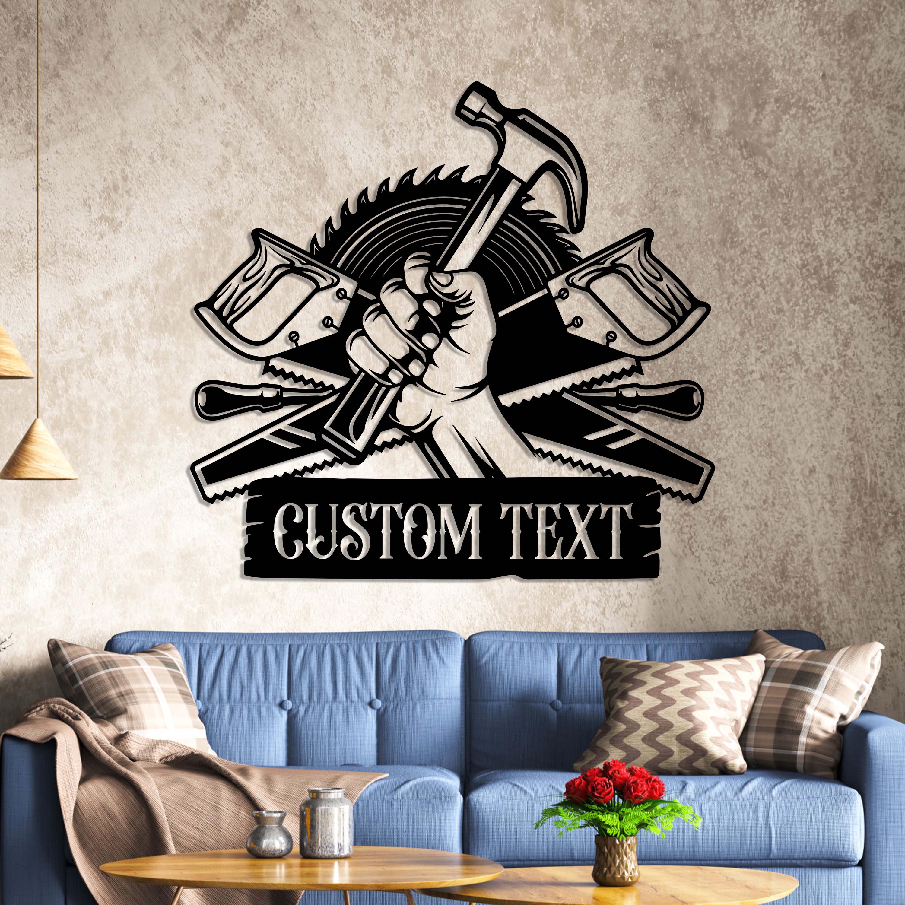 Custom Carpenter Tools Metal Wall Art, Personalized Carpenter Name Sign ...