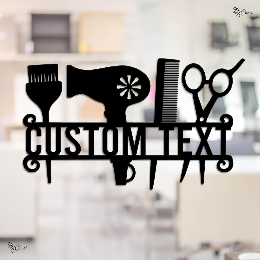 Custom Hair Salon Sign, Hair Tool Design, Salon Decor With Comb ...