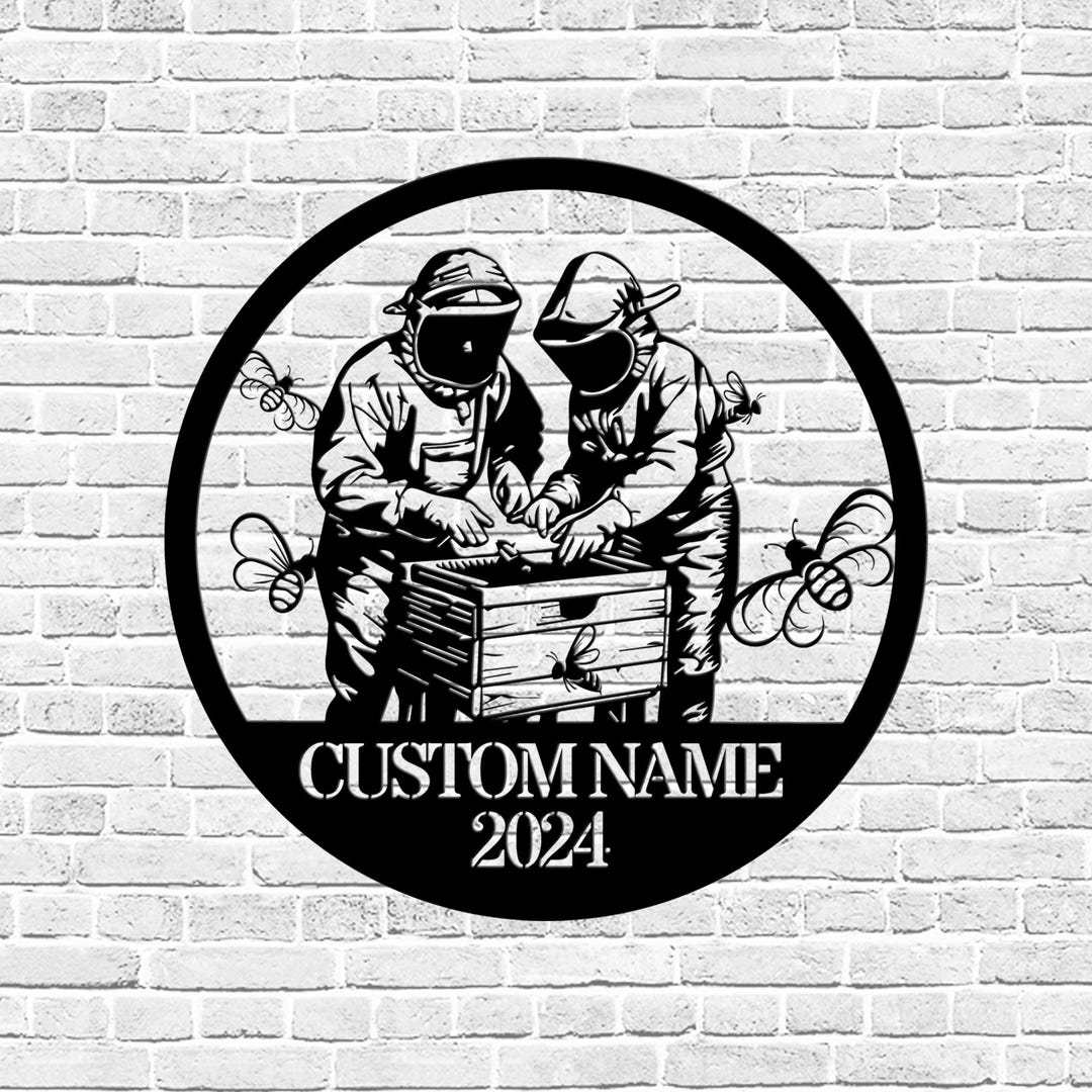 Personalized Beekeeper Name Sign, Custom Bee Garden Sign, Beehive Decor ...