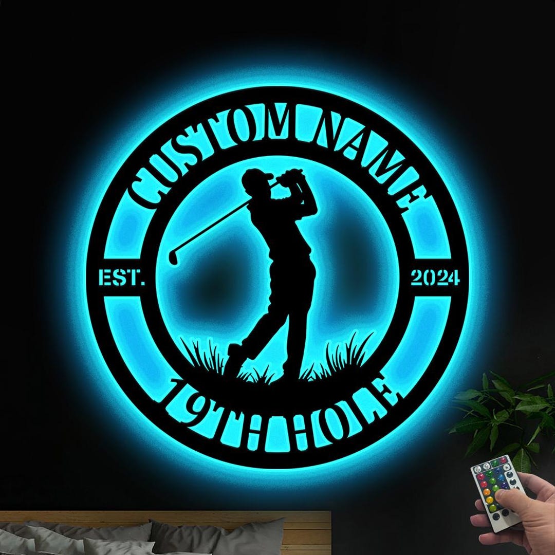 Custom Golf Metal Sign With Led Light, Golf Gifts for Men Xmas Gift ...