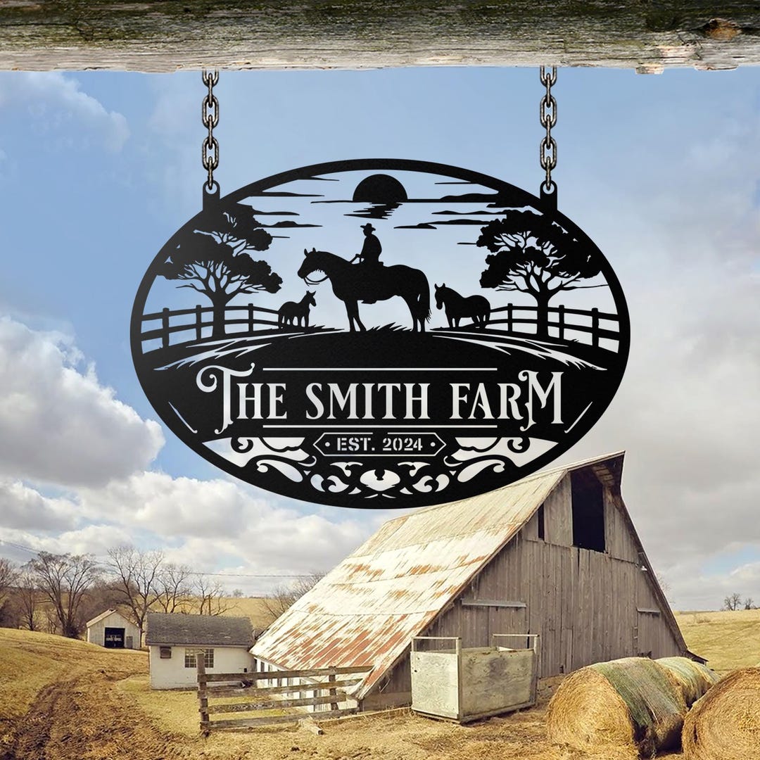 Custom Horse Farm Metal Sign, Horse Ranch Sign, Horses Metal Sign ...