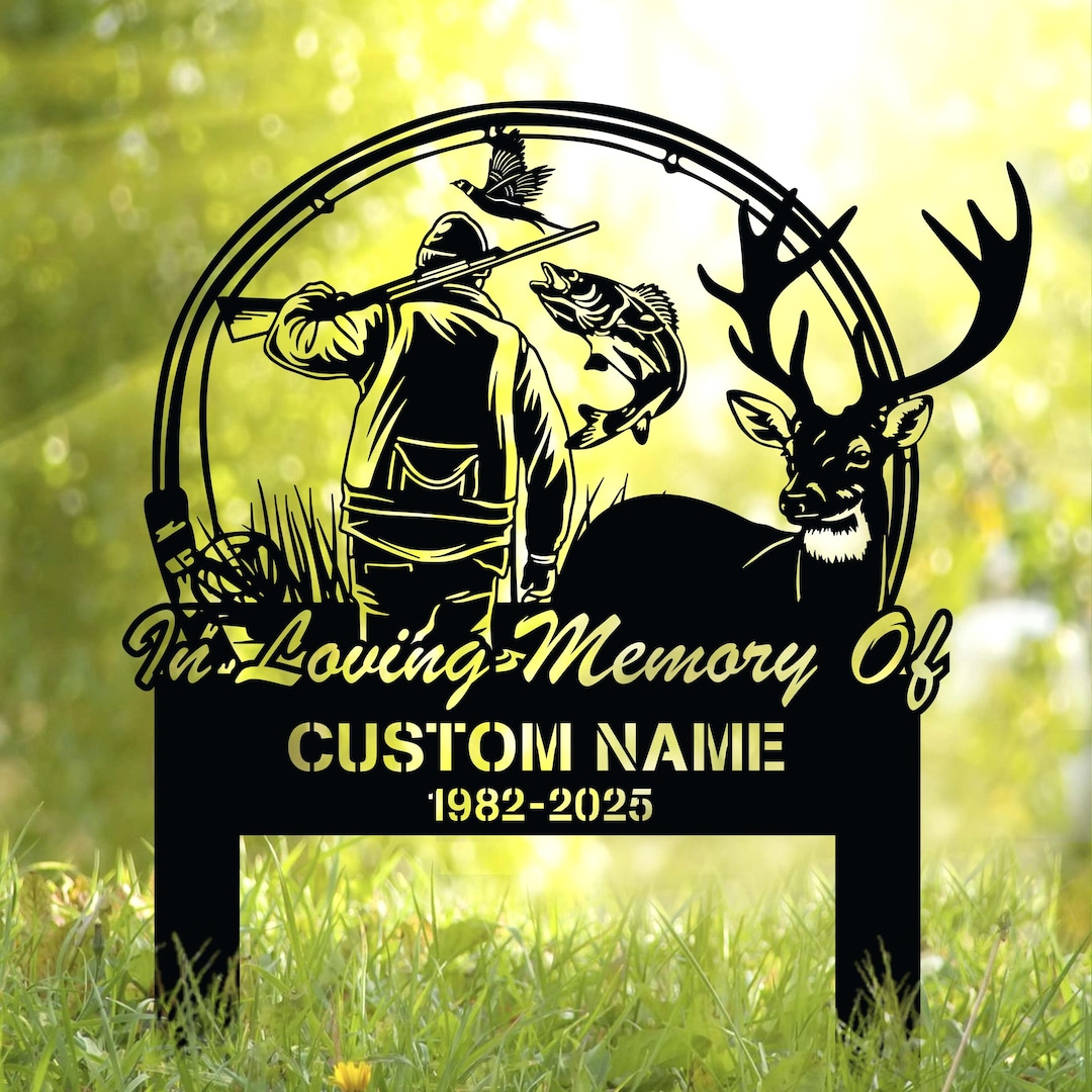 Personalized Hunting Memorial Stake Metal,fishing Memorial Stake ...