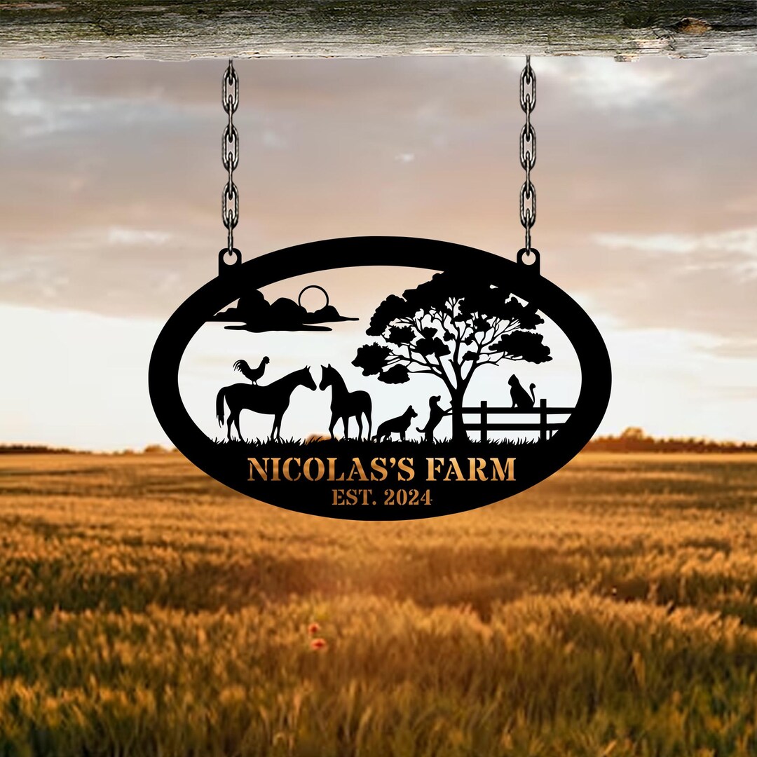 Personalized Farmhouse Metal Sign, Custom Metal Farm Sign, Farm Gate ...