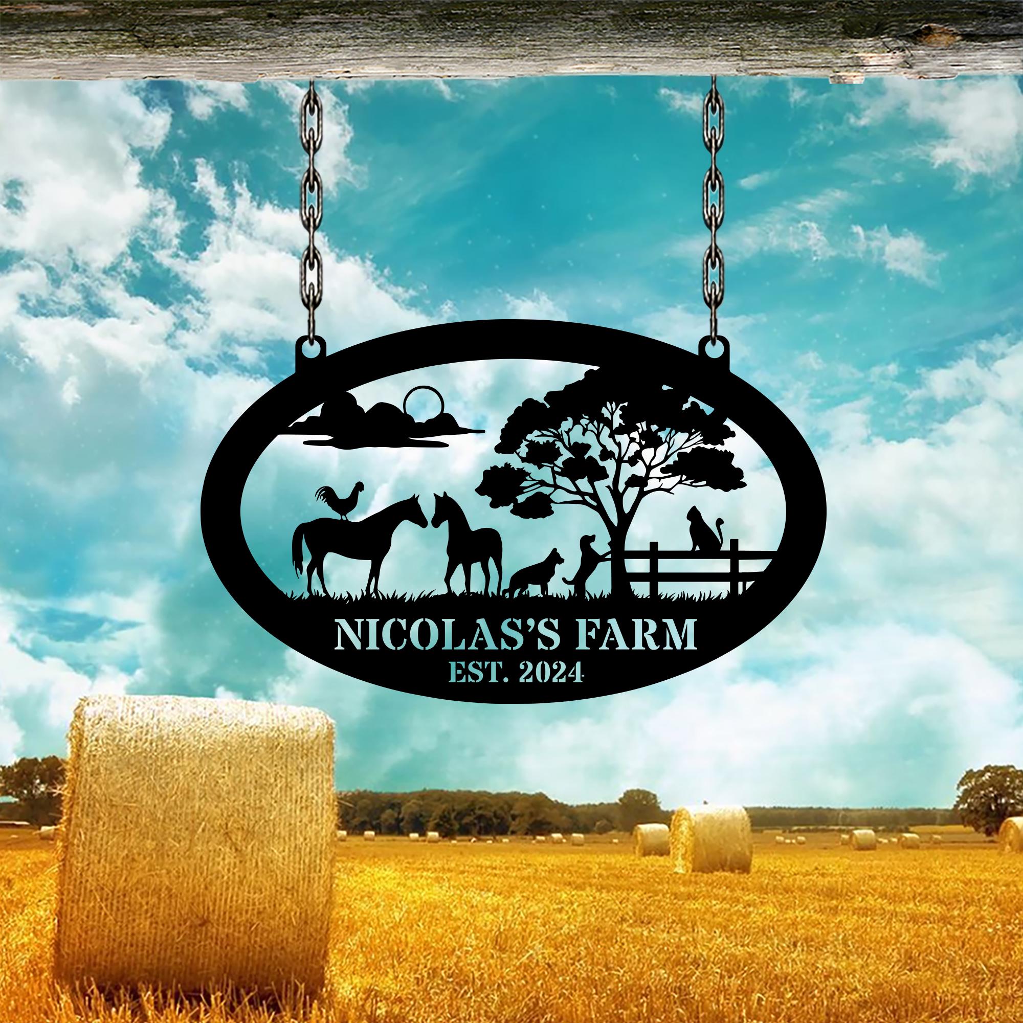 Personalized Farmhouse Metal Sign, Custom Metal Farm Sign, Farm Gate ...