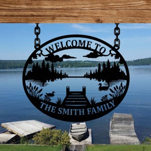 Personalized Metal Cabin Sign Custom Lake House Sign, Lake Gift, Family ...