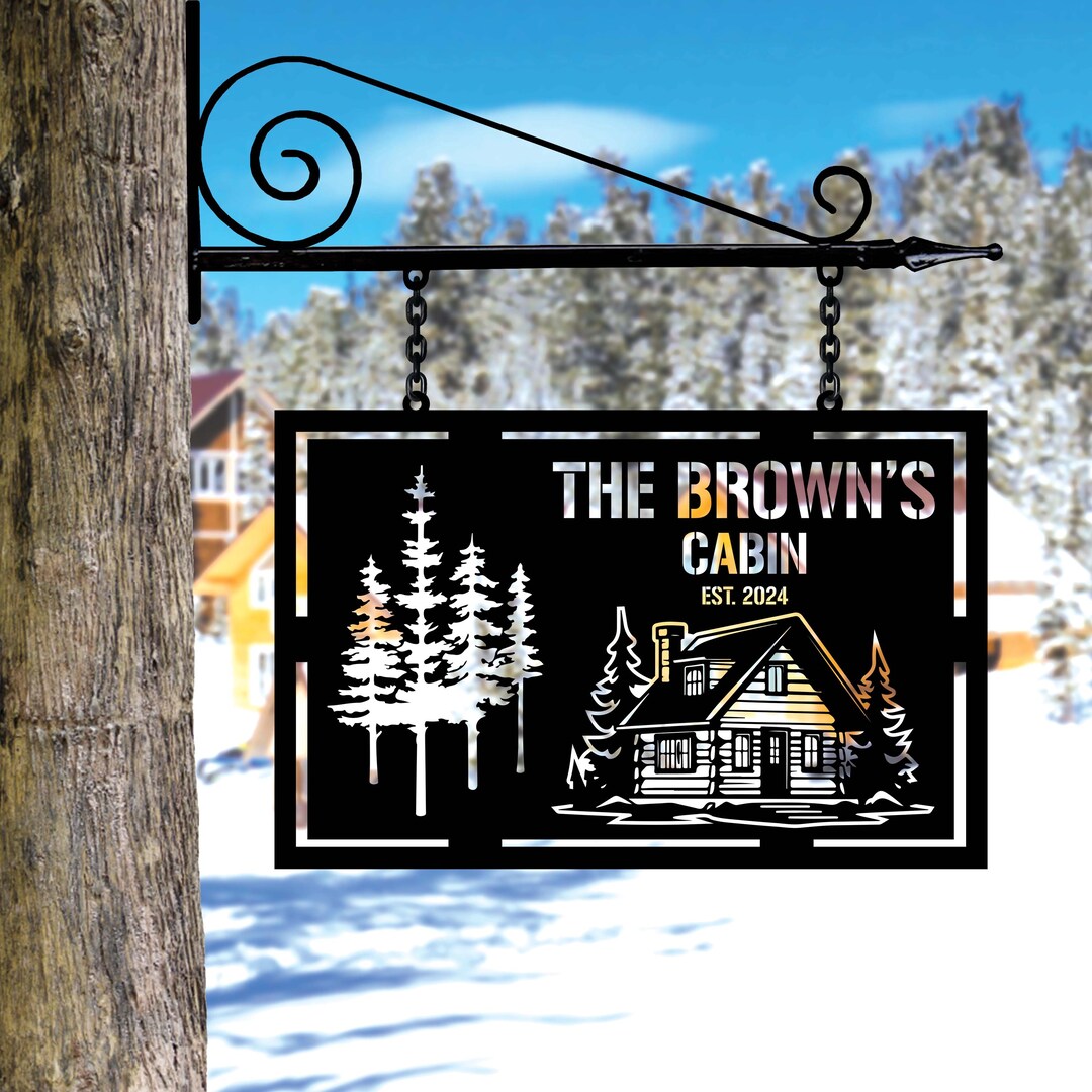 Personalized Metal Cabin Name Sign Mountain Cabin Sign, Custom Family ...