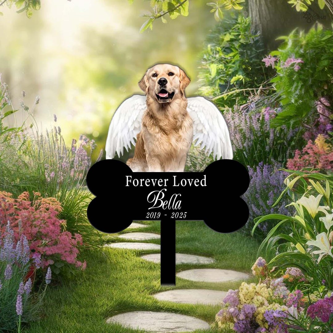 Custom Dog Memorial Sign, Dog Bone Grave Pet Memorial Yard, Dog ...