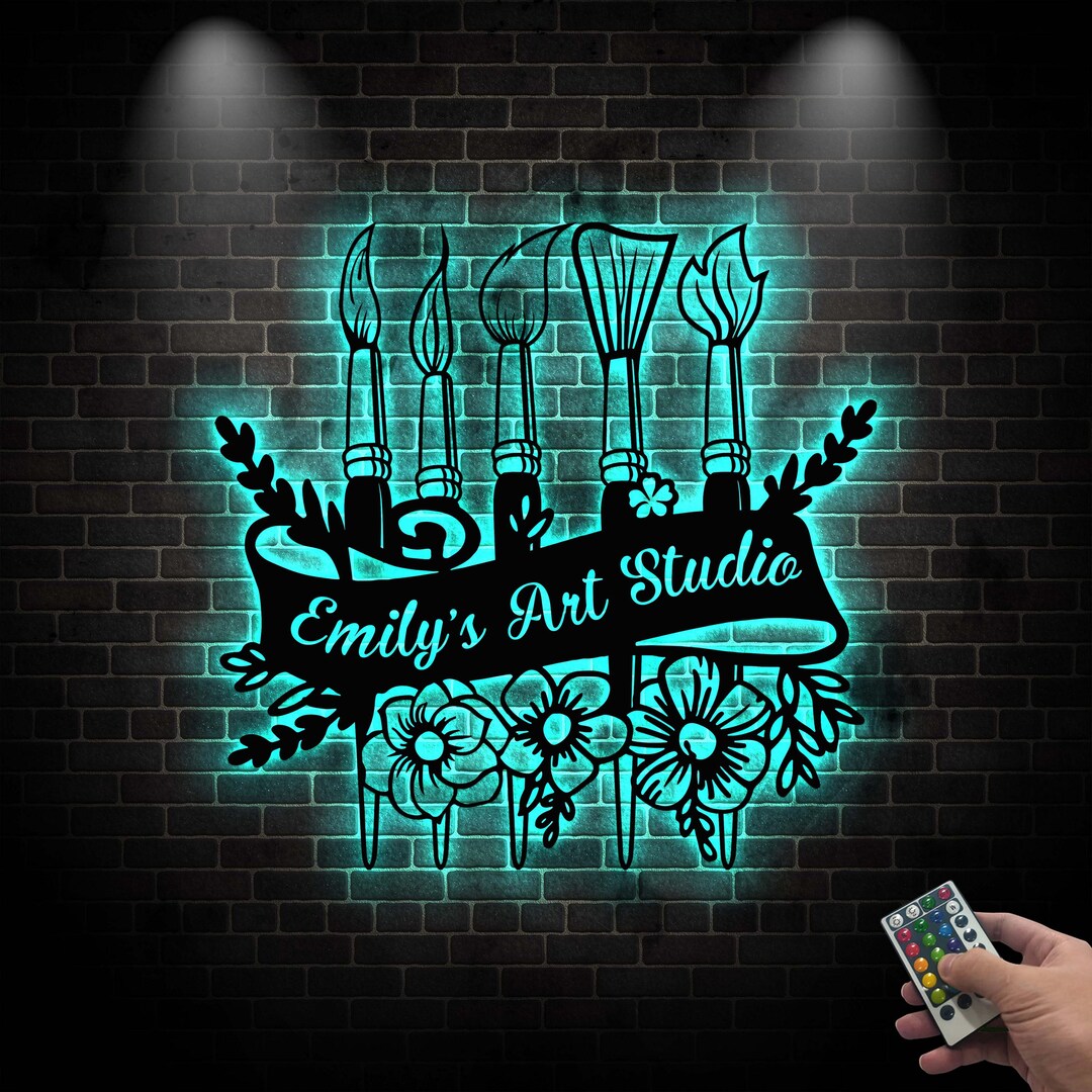 Personalized Art Studio Metal Sign, Custom Artist Name Sign, Painter ...