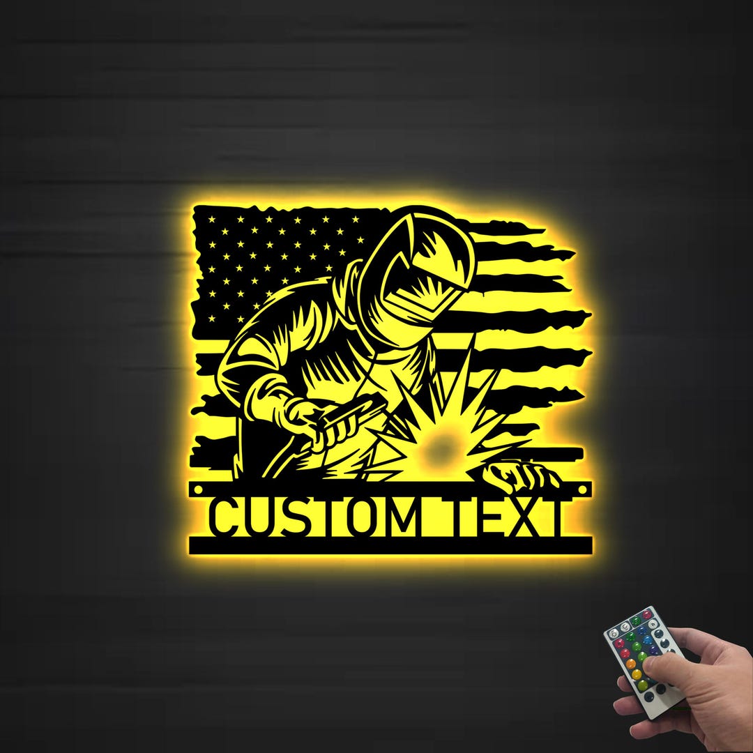 Custom Construction Welder Sign,us Flag Welding Metal Sign,personalized ...
