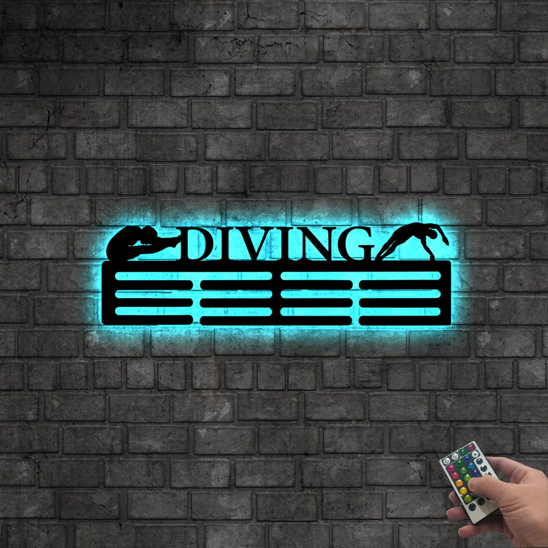 Personalized Diving Medal Holder LED Light, Custom Diver Name Medal ...