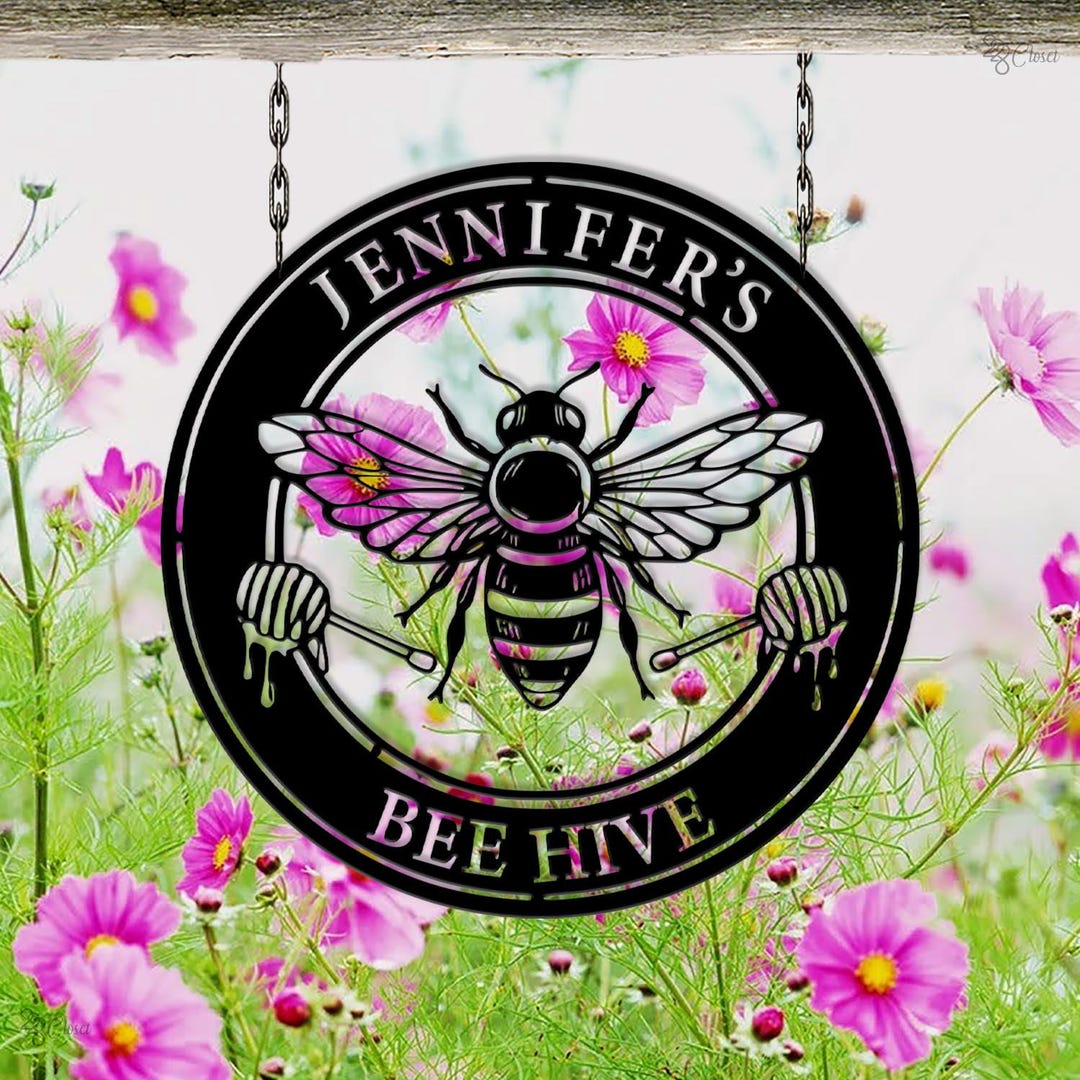 Personalized Honey Bee Sign, Custom Metal Bee Decor,gift for Gardener ...