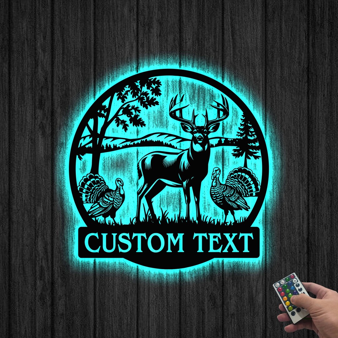 Custom Metal Deer Turkey, Hunting Sign Cabin Sign LED Light, Deer ...