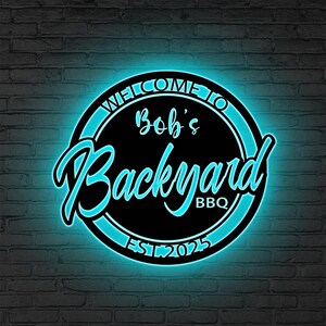 Custom BBQ Neon Sign, Personalized Backyard BBQ Sign, Barbecue Decor ...
