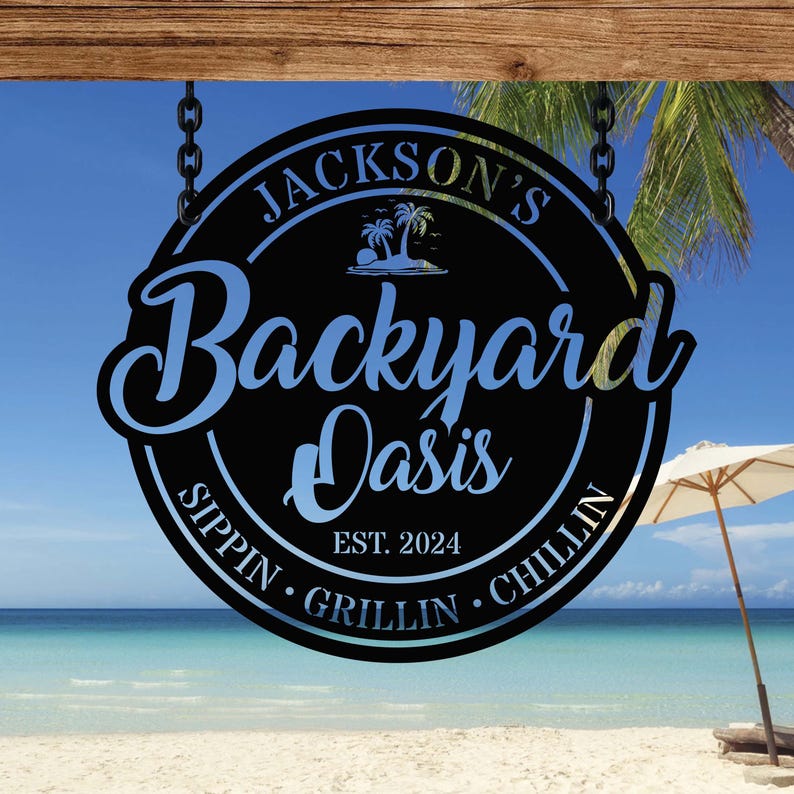 Personalized Backyard Pool Metal Sign, Outdoor Decor, Pool Signs for ...