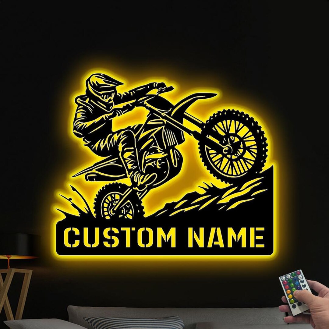 Personalized Motocross Metal Sign Led Light,biker Name Sign Dirt Bike ...